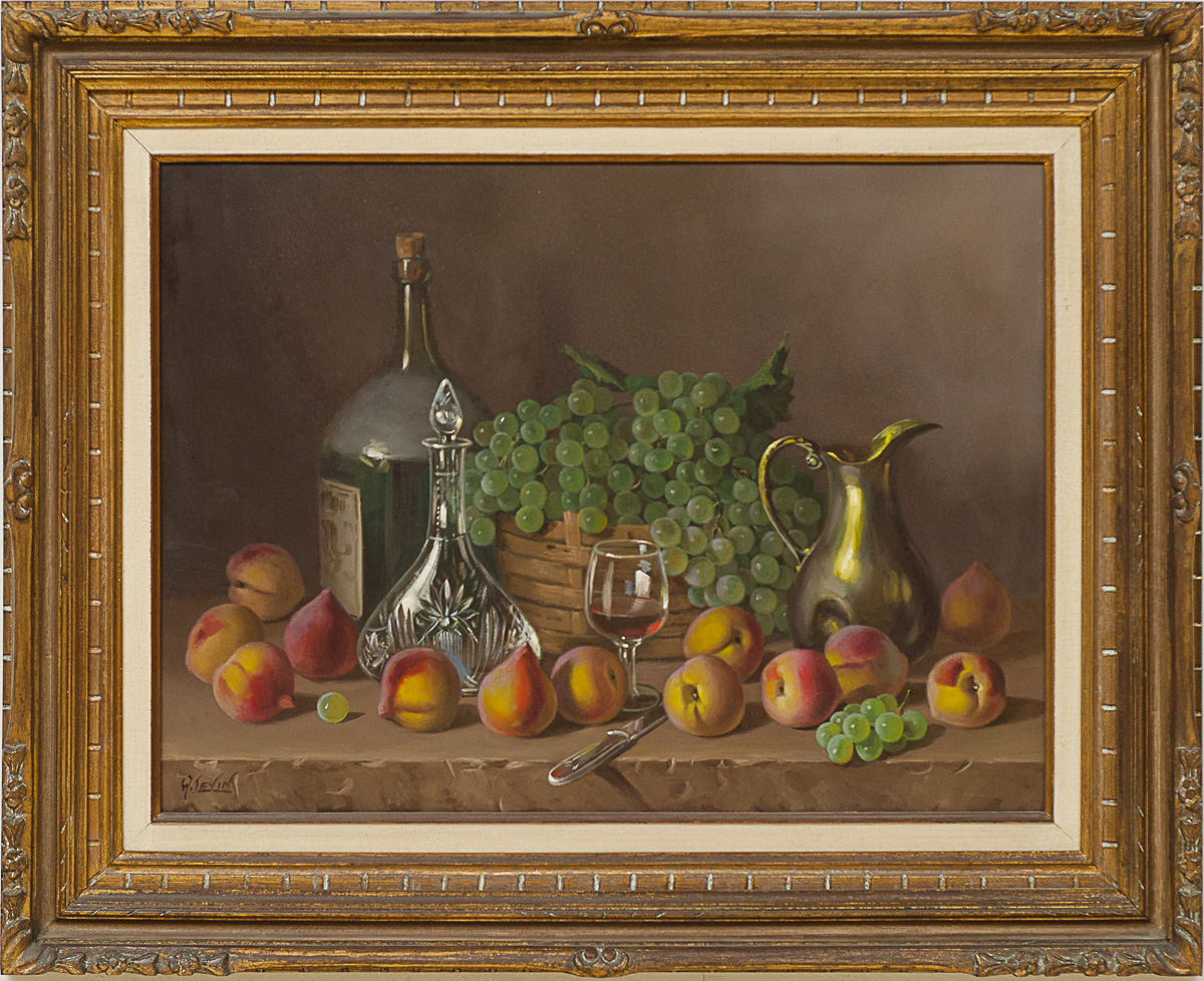 WERNER LEVIN (1920-1996). "Cesto com Uvas, Pêssegos