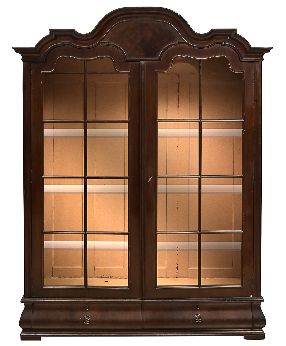 Grande vitrine em mogno, Holanda - 1900. Frente com 2 p