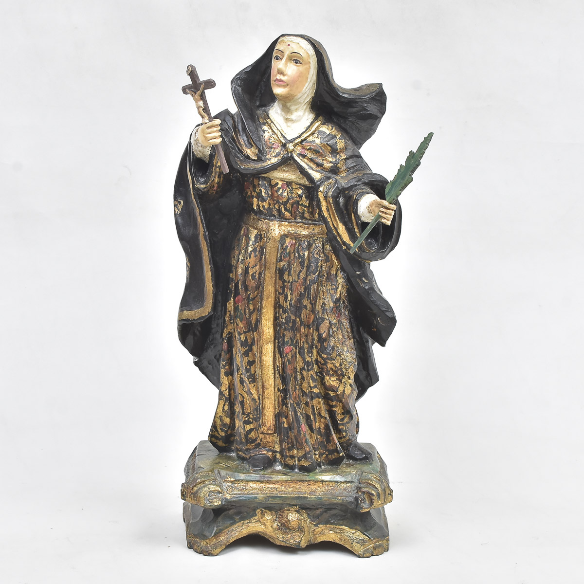 SANTA RITA DE CÁSSIA. Imagem em madeira policromada. Al